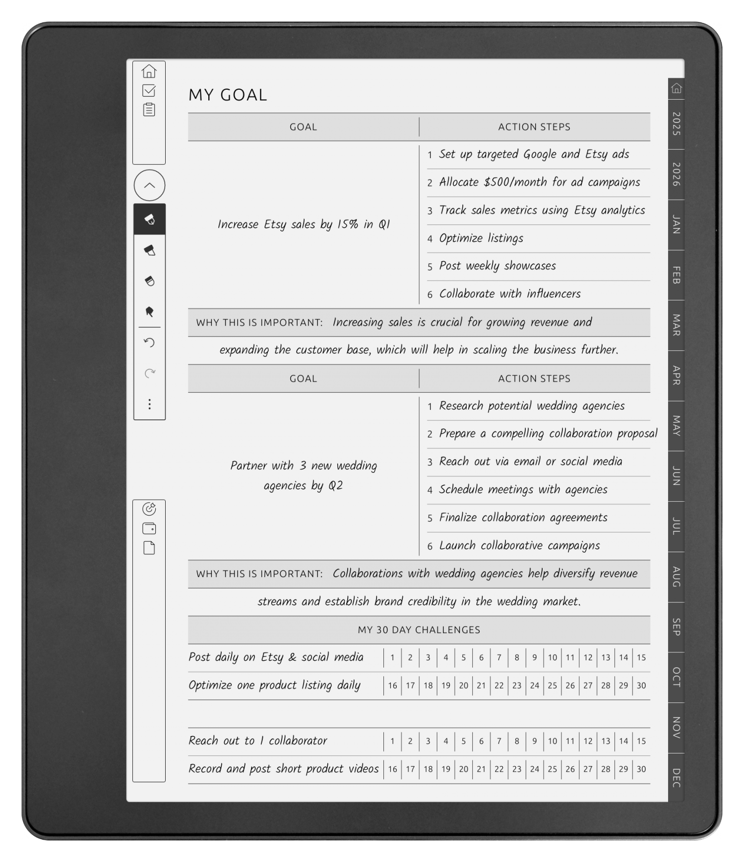 Kindle Scribe Goal Planner 2025 & 2026: Get Your Planner Template PDF